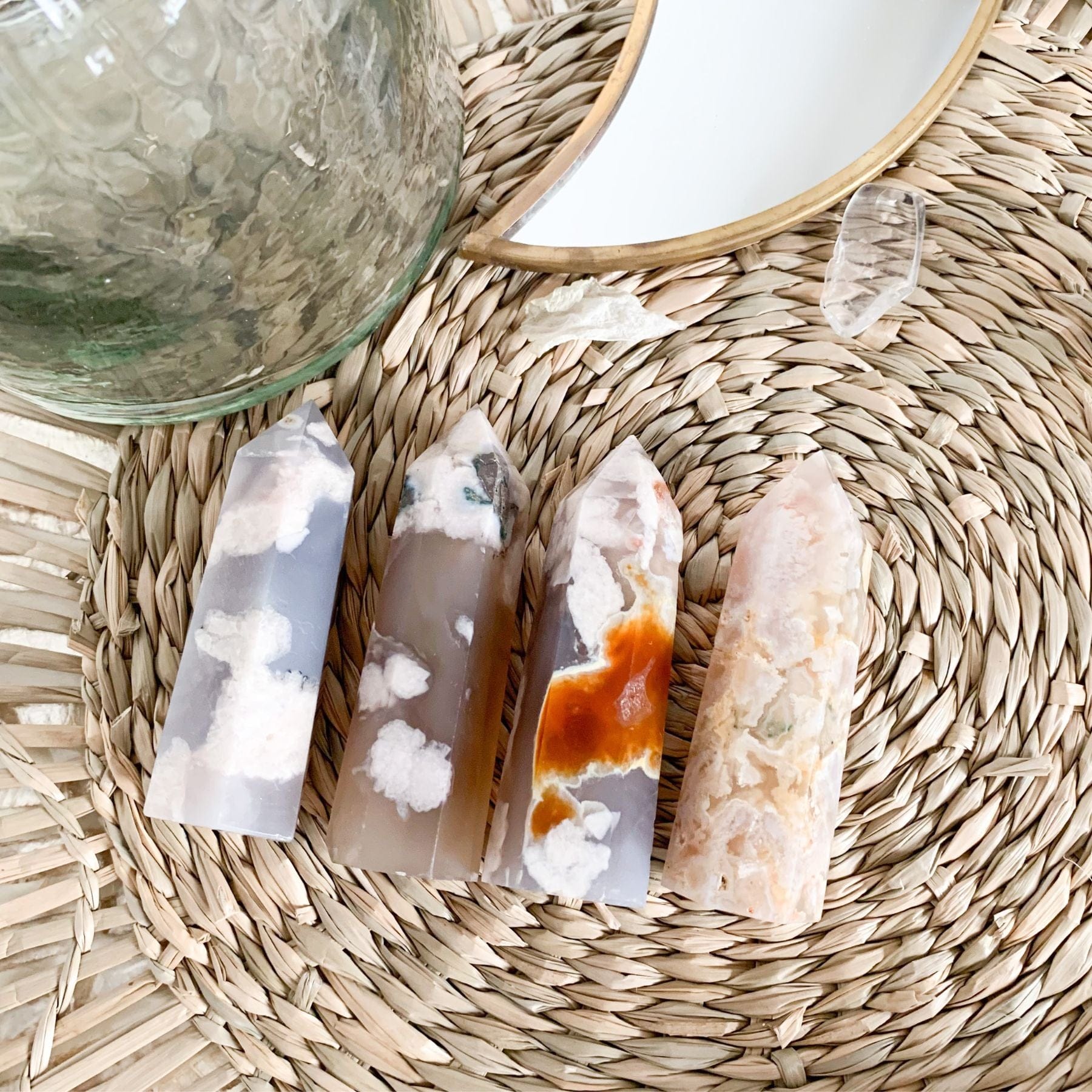 Tour d'Agate Fleurs Pierre de lithothérapie | LUSEE – Lusee